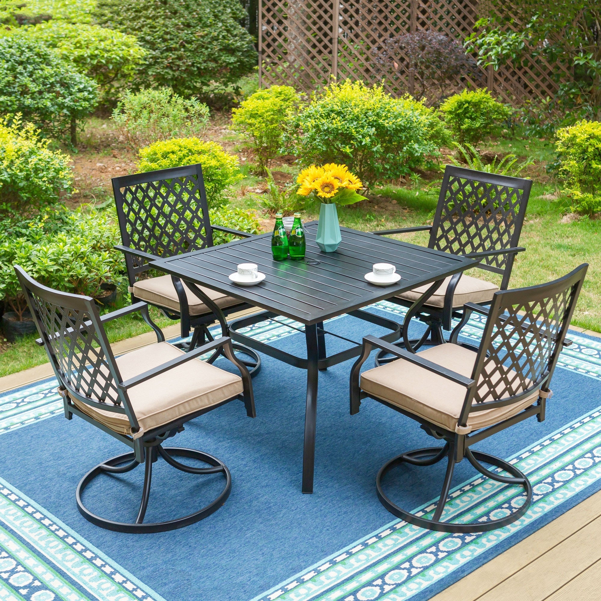 Summit Living 5-Piece Outdoor Patio Dining Set with Swivel Chairs & 4 ...
