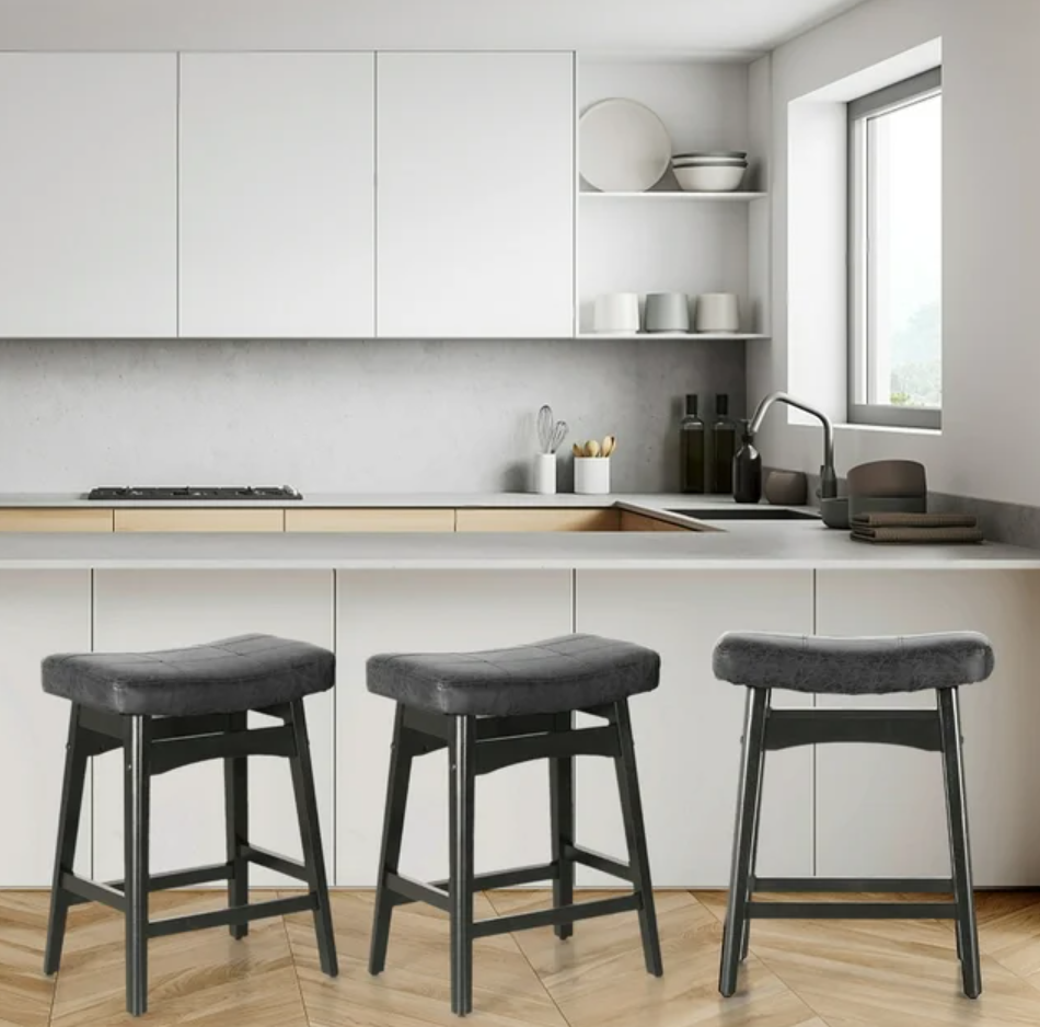 Summit Living 24 inch Counter Stool Bar Stool 3 Pieces for Kitchen, Bl ...