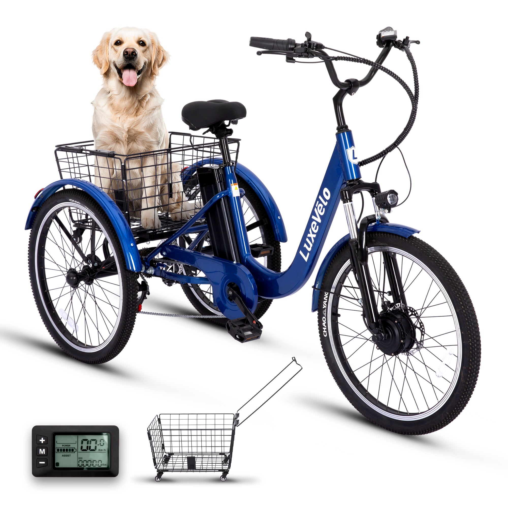 Summit Living 24” Electric Tricycle with Removable Basket, 7 Speed 3 W ...