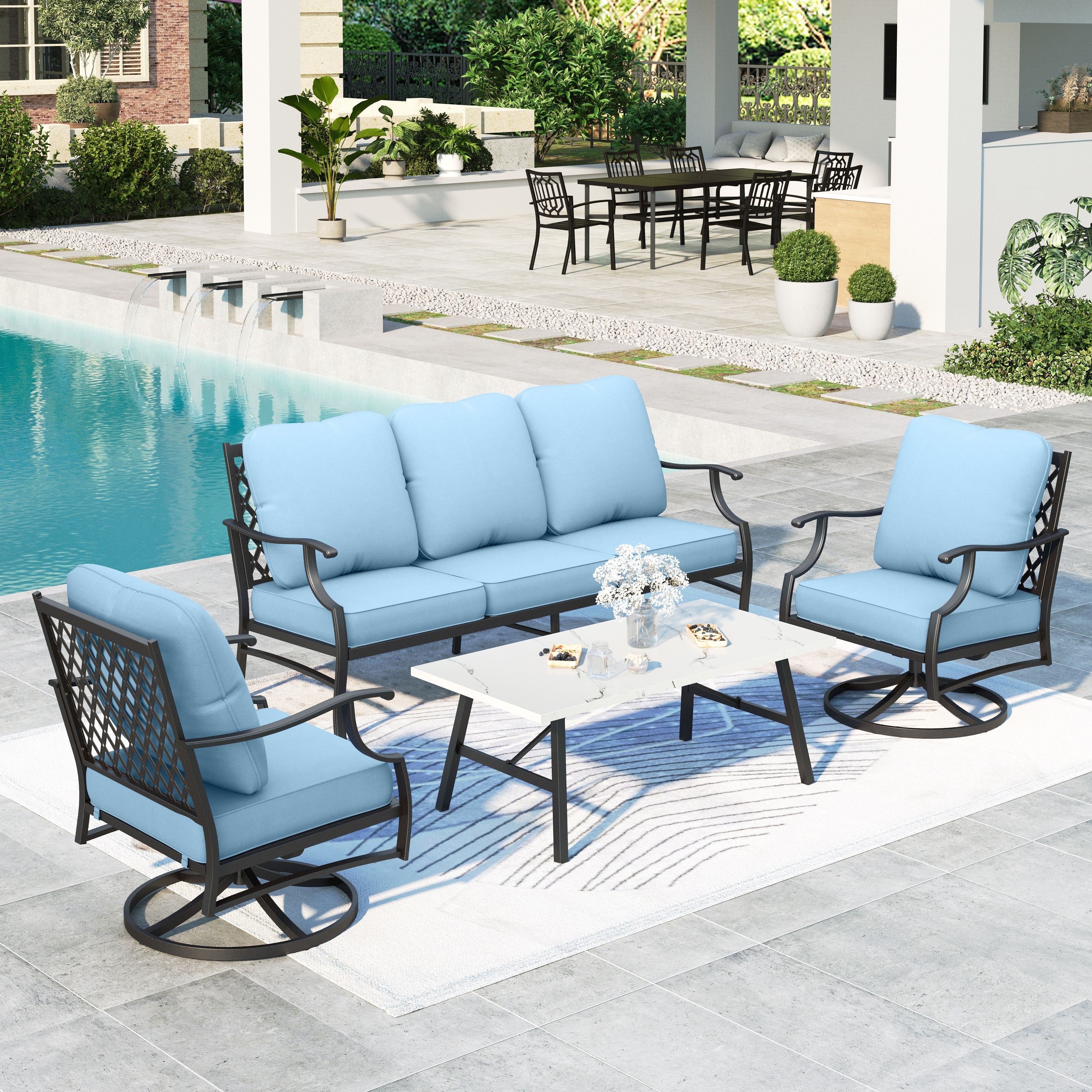 Summit Living 5 Seater Outdoor Patio Conversation Set Patio Furniture ...
